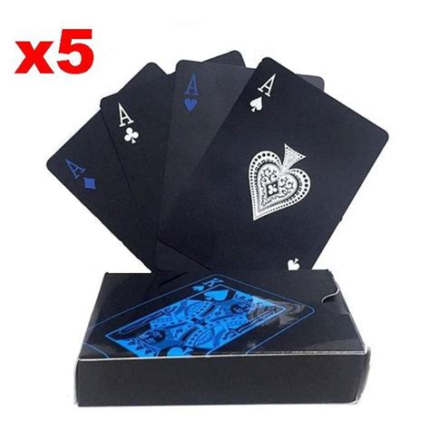 Cartas Plastificadas Mxpke 005 3 Barajas 5 Cartas 270 Plástico Negro Y