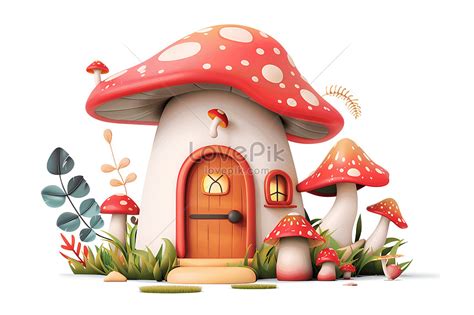 동화 버섯 집 일러스트 무료 다운로드 Lovepik