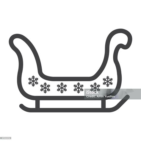 聖誕老人雪橇線圖示 新年和耶誕節 聖誕雪橇標誌向量圖形 一個線性模式的白色背景 Eps 10向量圖形及更多介紹員圖片 Istock