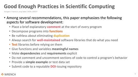 Good Practices For Developing Scientific Software Frameworks The
