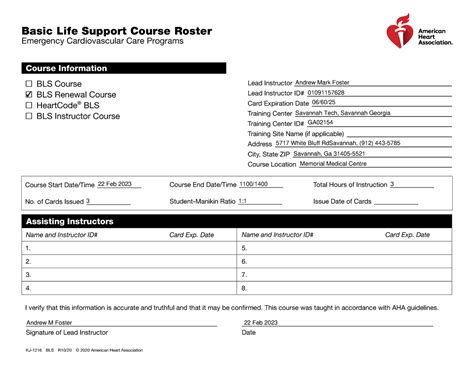 Blsfeb 2023 Bls Basic Life Support Course Roster Emergency