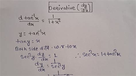 Proof The Derivative Of Tan Inverse Differentiation Of Inverse