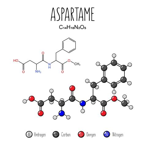 Premium Vector Aspartame Representation Skeletal Formula And 2d