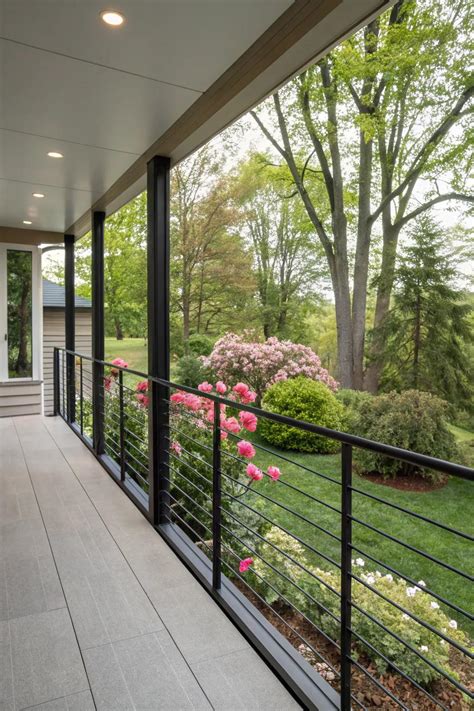 Modern Black Porch Railing Designs To Inspire Light And Layer