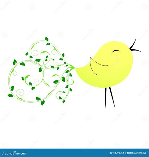 Beautiful Bird Yellow Stock Vector Illustration Of Floral 12990964