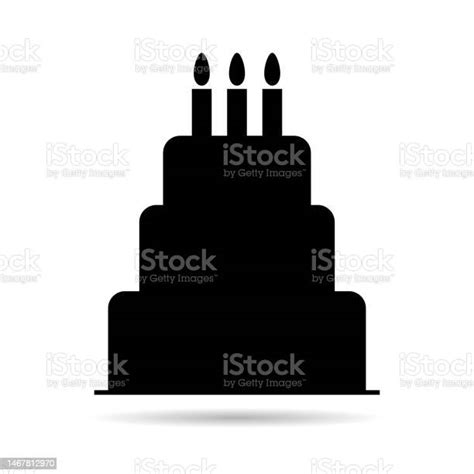 달콤한 케이크 아이콘 그림자 베이커리 디저트 음식 기호 생일 축 하 날 그래픽 벡터 일러스트 레이 션 개념에 대한 스톡 벡터