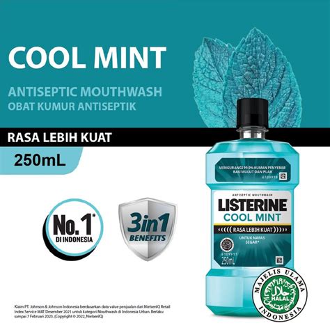 Jual Listerine Mouthwash Antiseptic Cool Mint 250ml Shopee Indonesia