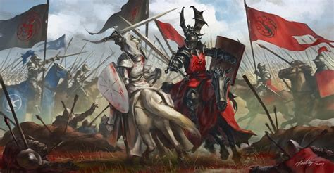 Gwayne Corbray With Lady Forlorn Duels Daemon Blackfyre With Blackfyre