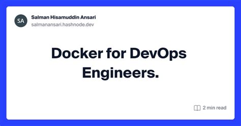 Salman Ansari On Linkedin Docker For Devops Engineers