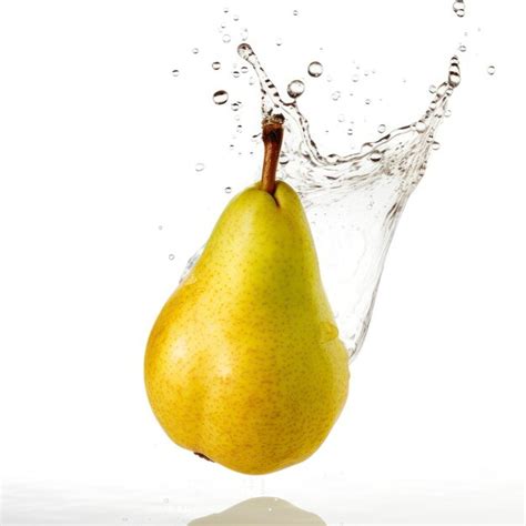 Premium Photo Beautiful Fresh Floating Pear Isolated On A White