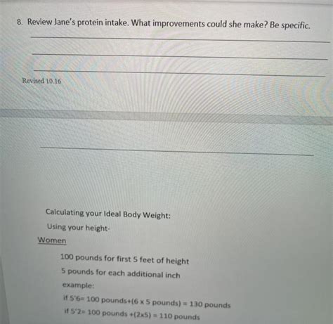 Solved Evaluating Protein Intake 1 Calculate Your Rda For