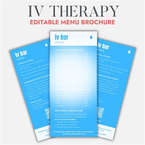 Iv Hydration Menu Template Medspa Marketing Shop