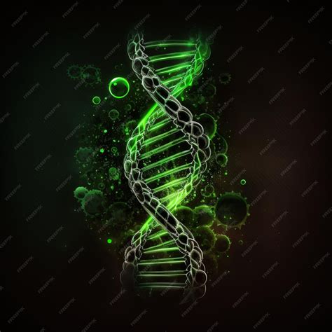 Premium Photo Fluorescent Green Dna Illustration Black Background