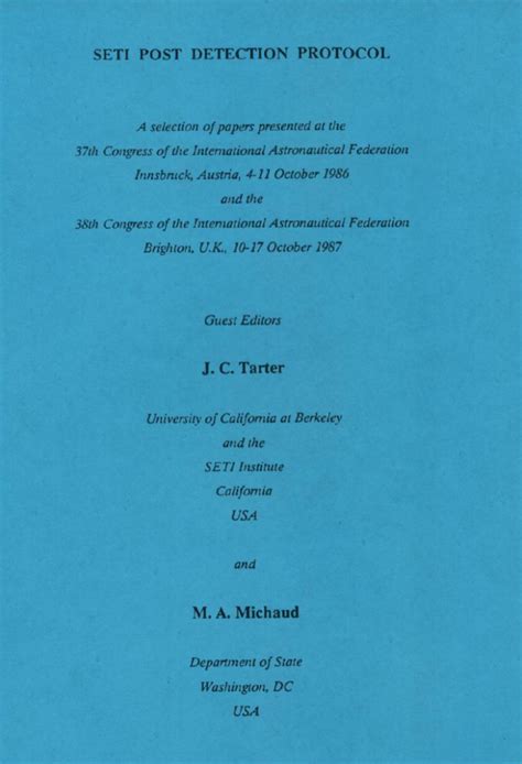 Seti Post Detection Protocol 1987 Fcoiaa