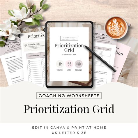 Prioritization Worksheet Canva Template Decision Making Coaching Life Coach Tools And Resources