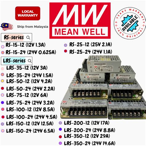 Mean Well Lrs Series 35w 50w 75w 100w 150w 200w 350w 1224vdc Power