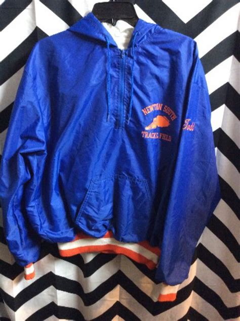 Retro Newton South Track And Field Satin Jacket Pullover Wstriped
