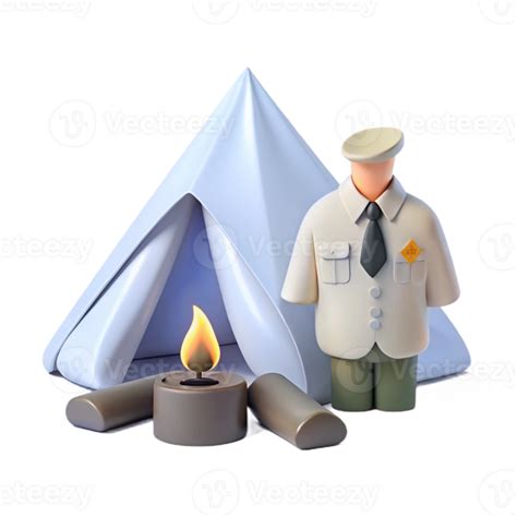 Camping Adventure With A Scout And A Burning Candle 52554290 Png
