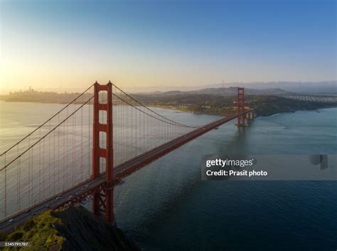 Aerial View Of Famous Golden Gate Bridge In San Francisco During
