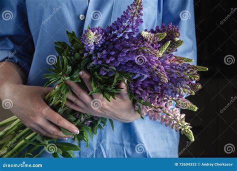 Manojo De Flores En Manos Foto De Archivo Imagen De Floral