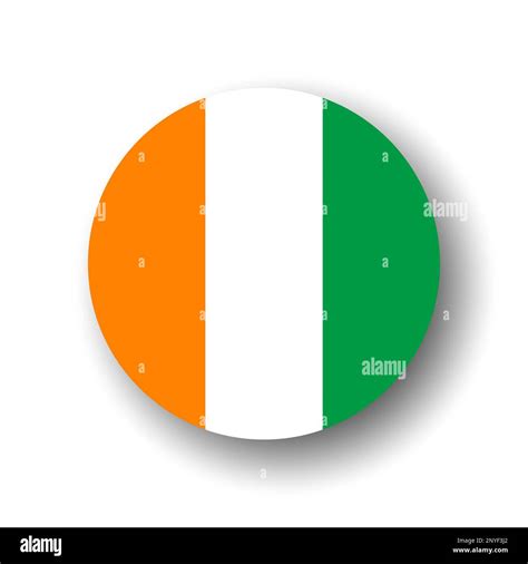 Cote D Ivoire Flag Flat Vector Circle Icon Or Badge With Dropped