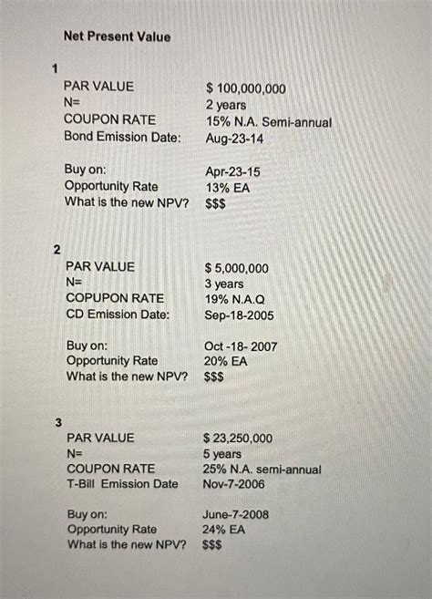 Solved Net Present Value Chegg