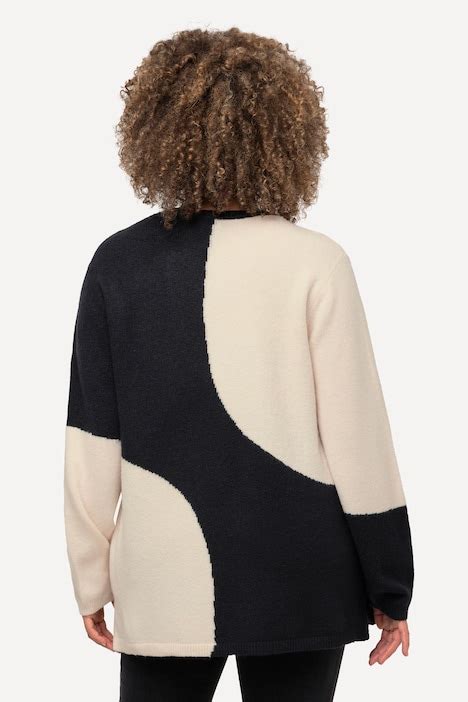 Colorblock Knit Long Sleeve Sweater Marine Ulla Popken