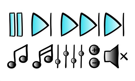 Hand Drawn Set Of Music Controls Icons 17170902 Vector Art At Vecteezy