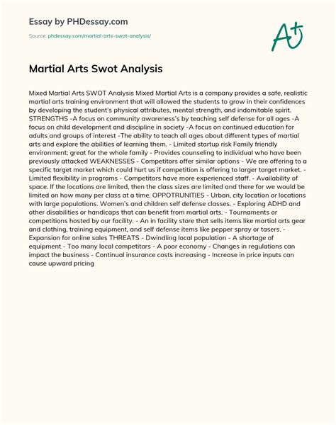 Martial Arts Swot Analysis Essay Example 300 Words