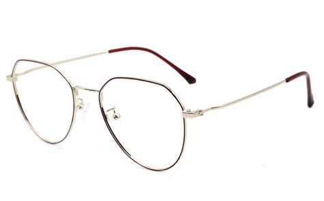 Hexagonal Oval Eyeglasses Gold