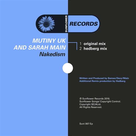 Mutiny Uk And Sarah Main Nakedism Mp3s Suni067ep Sunflower Records