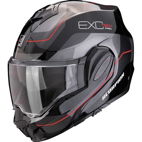 Casque EXO TECH EVO PRO COMMUTA SCORPION Noir Argent Rouge MAXXESS FR