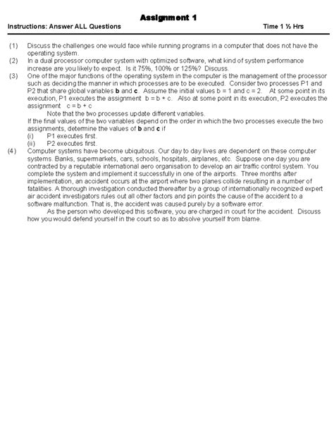 Introduction Computer Systems Assignment 1 Instructions Answer All