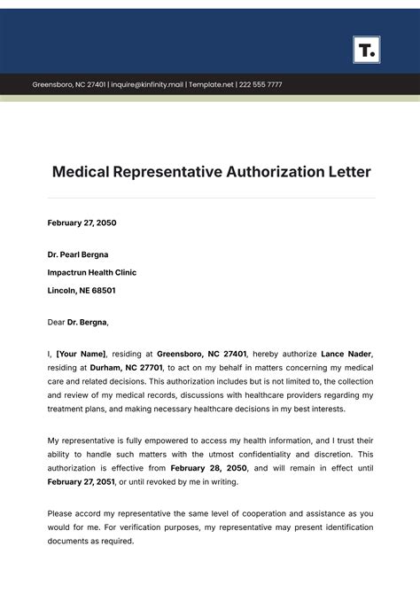 Free Medical Representative Authorization Letter Template To Edit Online