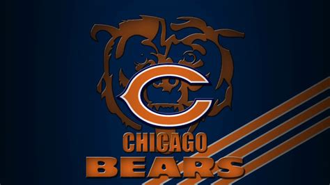 Chicago Bears Logo Navy Blue Stripes Sporty Wallpaper Background Free
