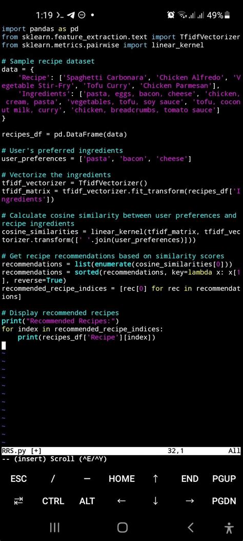 Day 49 Of Python Coding Challenge Recipe Recommendation System Doyin