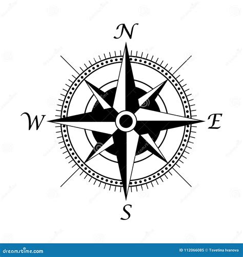 Retro Style Compass Icon Wind Rose Vintage Compass Icon Stock Vector