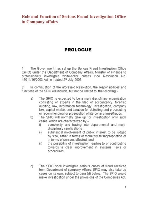 1046 Role And Function Of Serious Fraud Investigation Office In Company