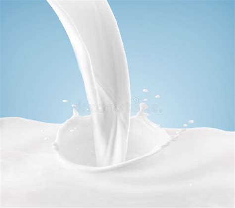 Splashing Milk On A Blue Background Stock Image Image Of Drink Isolated