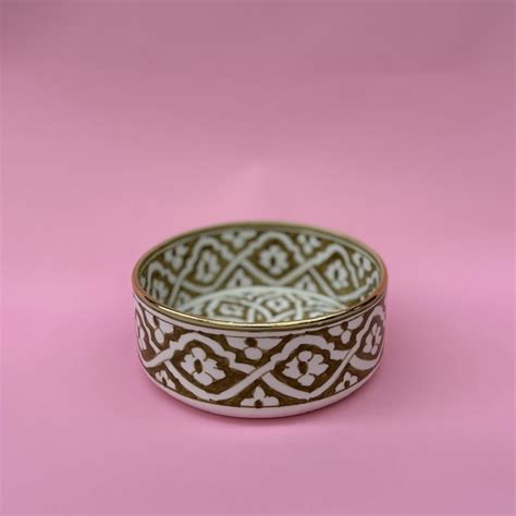 Chabi Chic Schaal Klein Kaki Bloemen Groene Vingers Delft