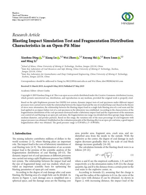Blasting Impact Simulation Test And Fragmentation Distribution Characteristics In An Open Pit