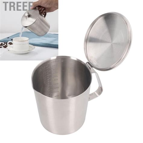 Treee เหยือกนึ่งสแตนเลสถ้วยตวงทำความสะอาดง่ายด้ามจับแข็งการวัดที่แม่นยำสำหรับบ้าน Shopee Thailand