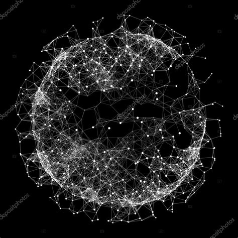 Sphere With Connected Lines And Dots Global Digital Connections Globe Grid Wireframe Sphere