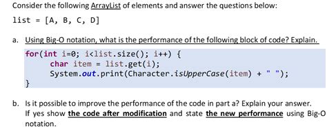 solved consider the following arraylist of elements and