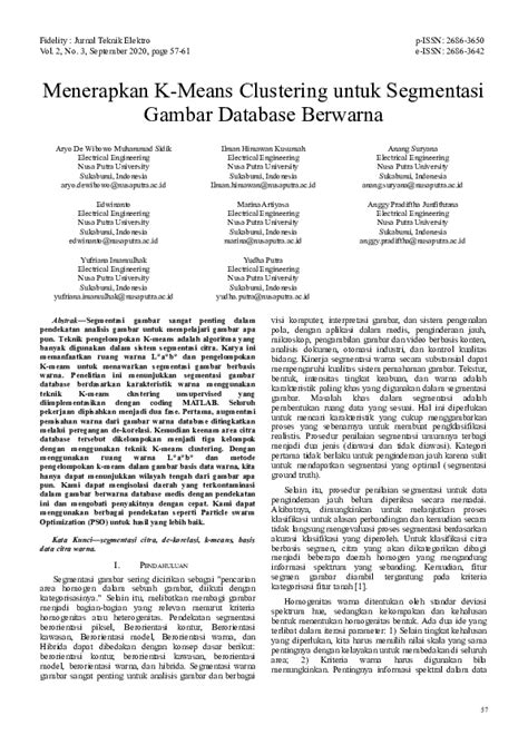 Pdf Menerapkan K Means Clustering Untuk Segmentasi Gambar Database