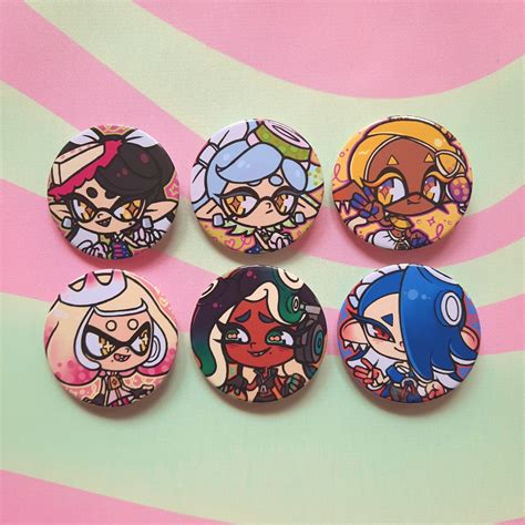 Splatoon Button Pin Badges Deep Cut Squid Sisters Off The Hook Etsy