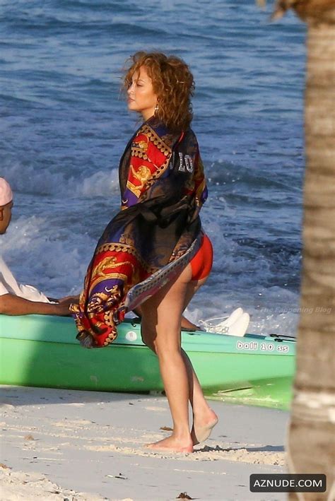 Jennifer Lopez Sexy In A Red Bikini At The Beach In Turks And Caicos Islands Aznude