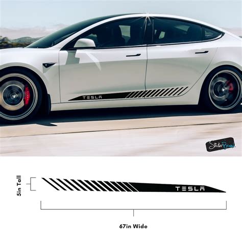 Tesla Model 3 Model Y Graphic Decal Sticker Side Door Rocker Panel Tesla Sticker Set Of 2