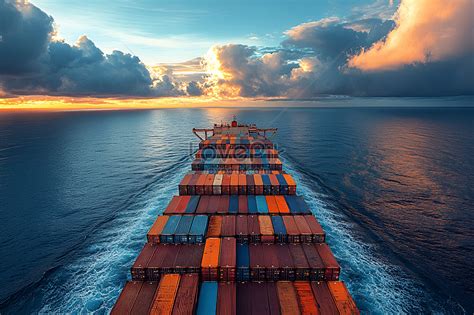 오션 화물선은 차분한 바다를 가로 지릅니다