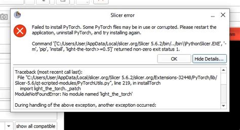 Error In Pytorch Installation Support 3d Slicer Community